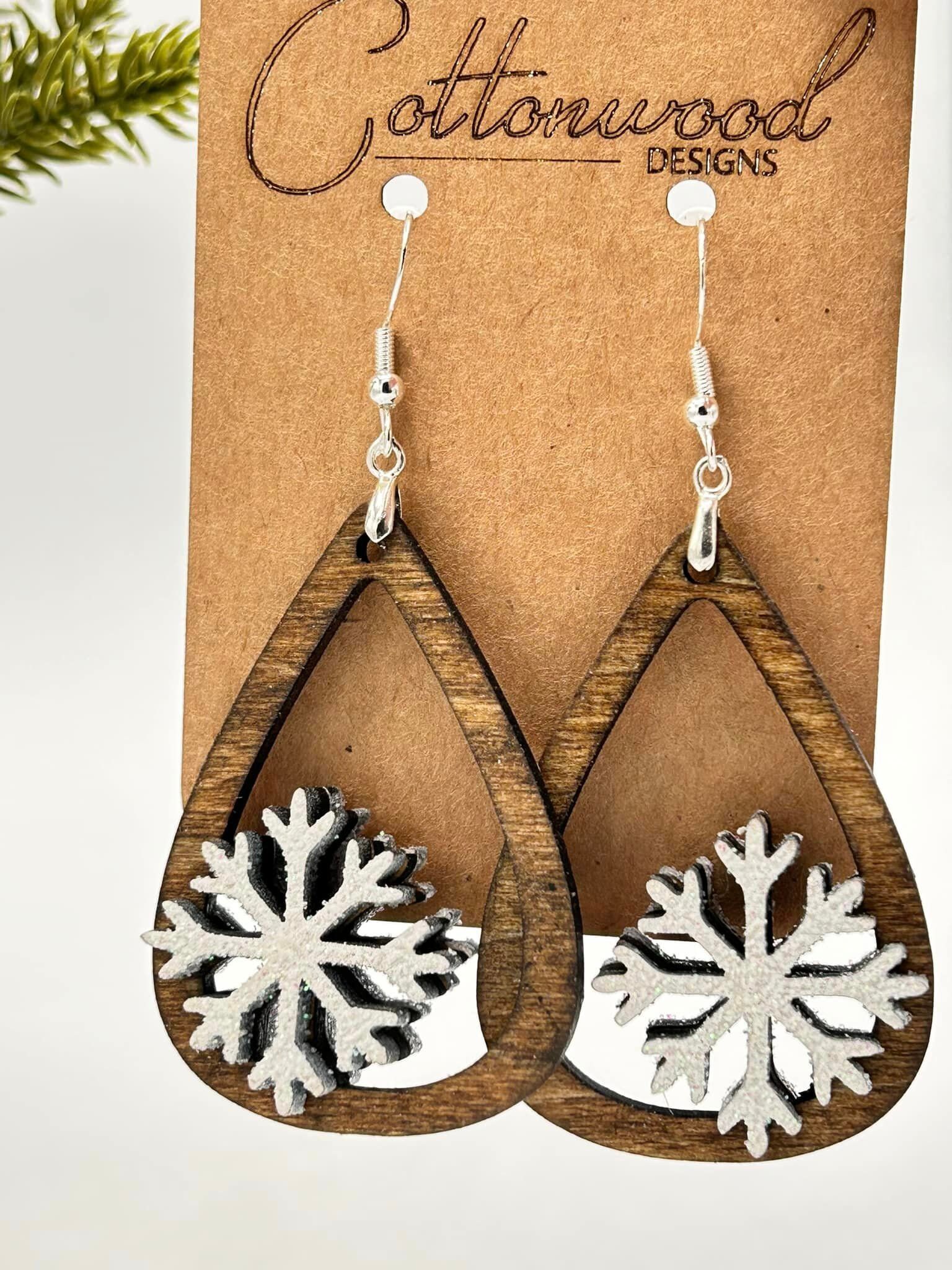 Snowflake 2D EARRING SVG DIGITAL 2D Snowflake Teardrop Winter - Etsy