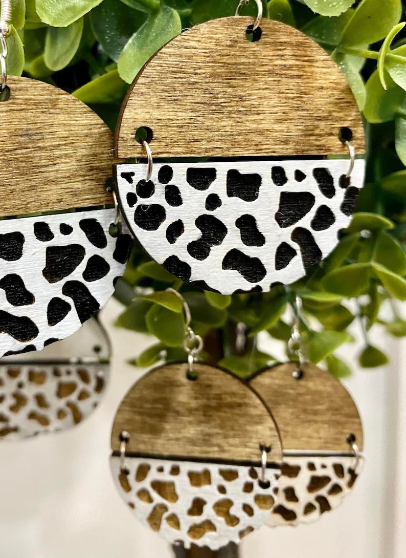 Digital File COW PRINT Earring Svg Split Circle=tested on Several ...