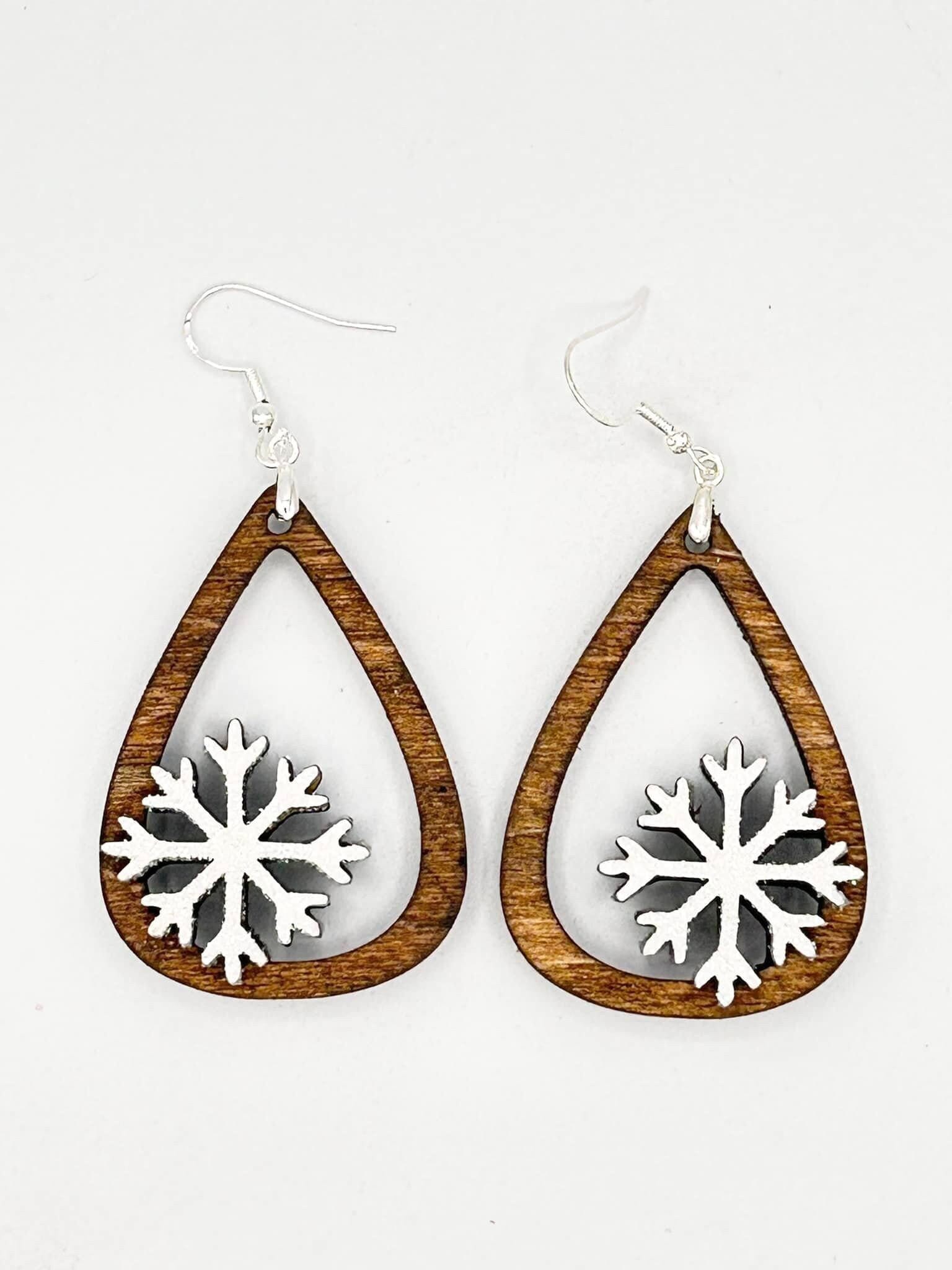 Snowflake 2D EARRING SVG DIGITAL 2D Snowflake Teardrop Winter - Etsy