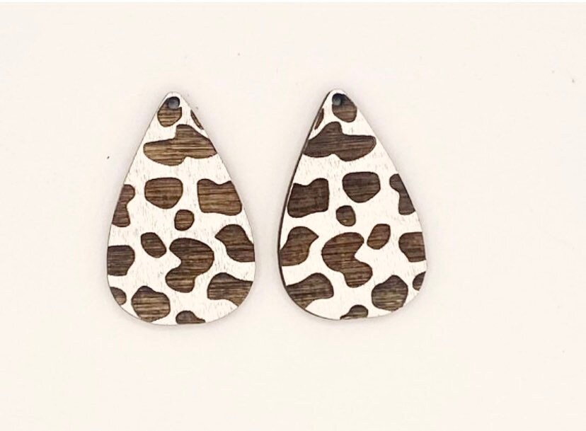 Digital SVG EARRING COW Print Teardrop Dangle Wood Acrylic Leather ...
