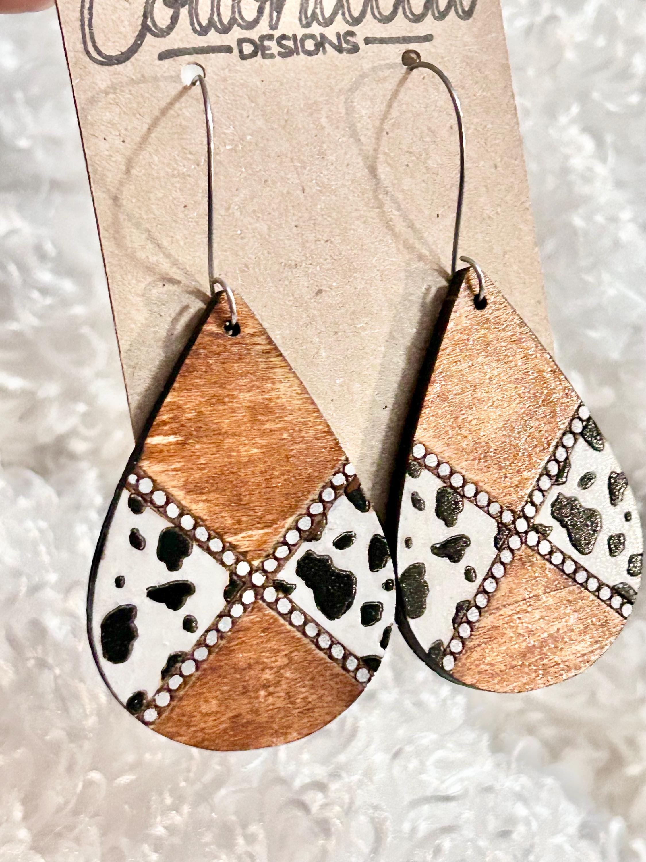 Cow Print Western Earrings SVG, Laser Cut File (digital Download) - Etsy