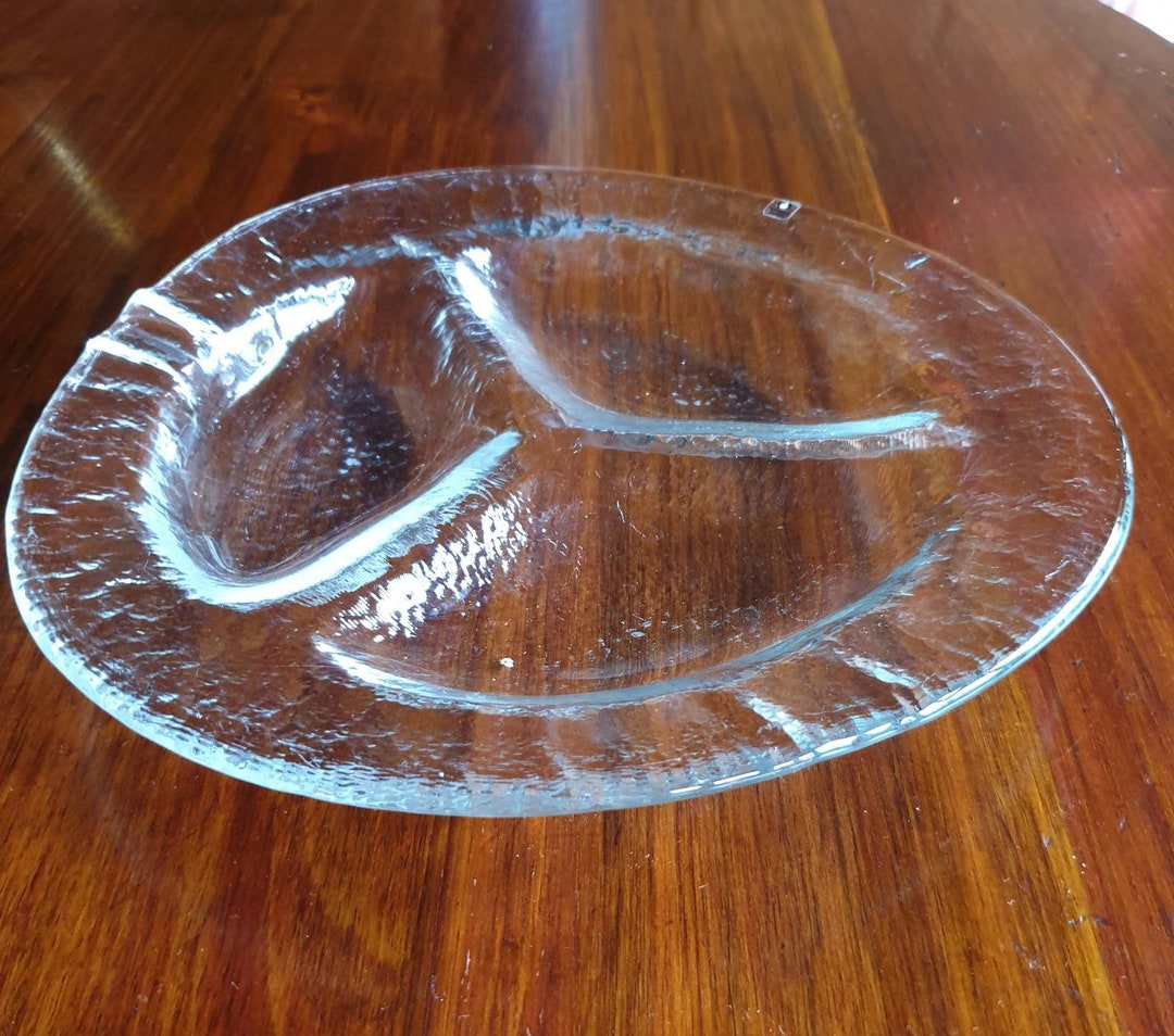 Vintage Pukeberg 3 Section Ice Glass Nibbles Plate - Etsy