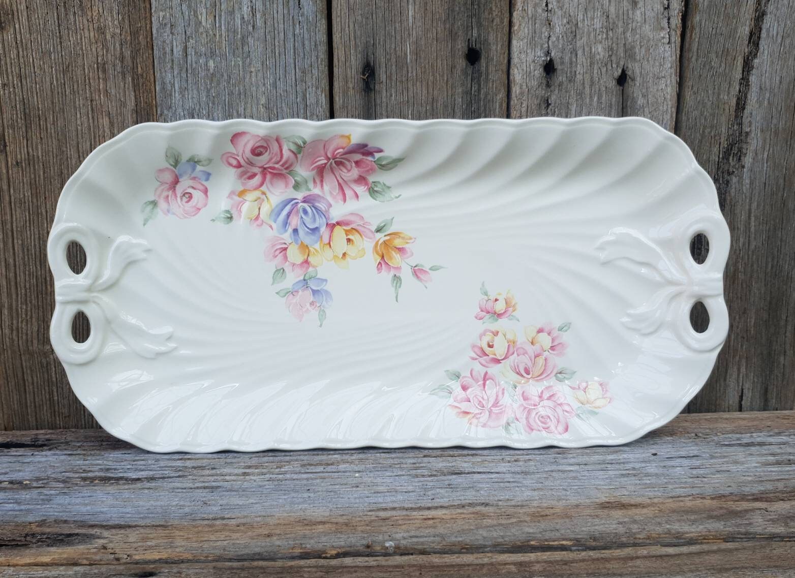 Pretty Retro High Tea Sandwich Tray Featuring a Floral Design Made by ...