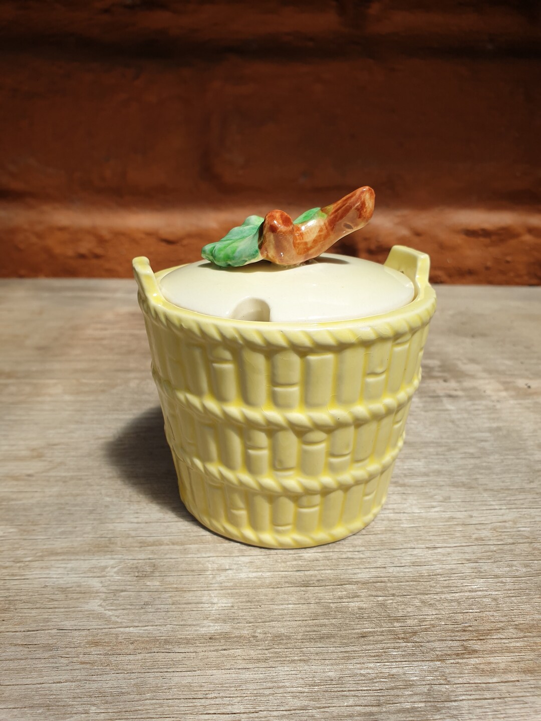 Vintage Jam Pot | Made in Japan | Red Currant Leaf on Top - Etsy