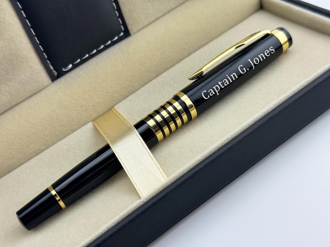 Engraved Black Gold Trim Pen, Exclusive Aviation Gift, Personalized Pen ...