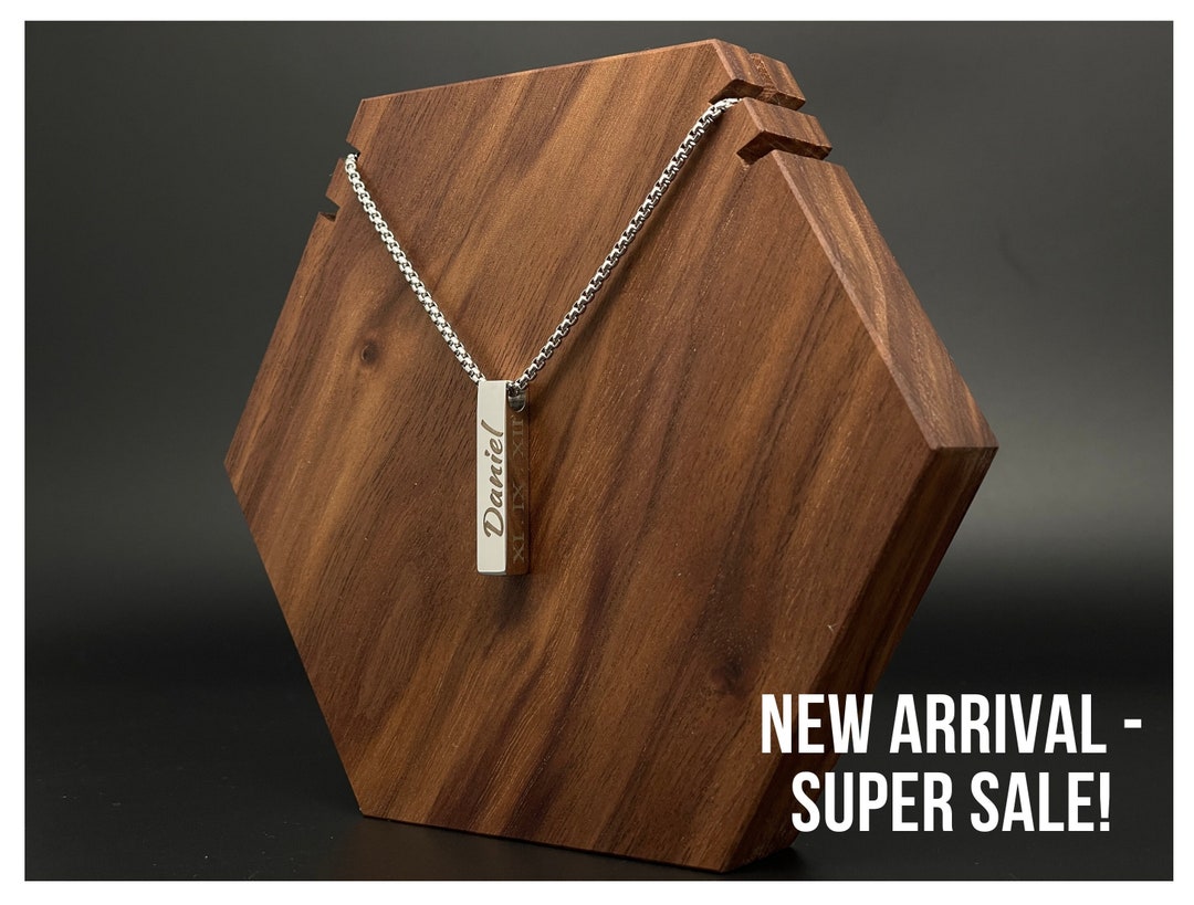 Personalized Vertical Bar Necklace, Cremation Jewelry for Ashes of ...