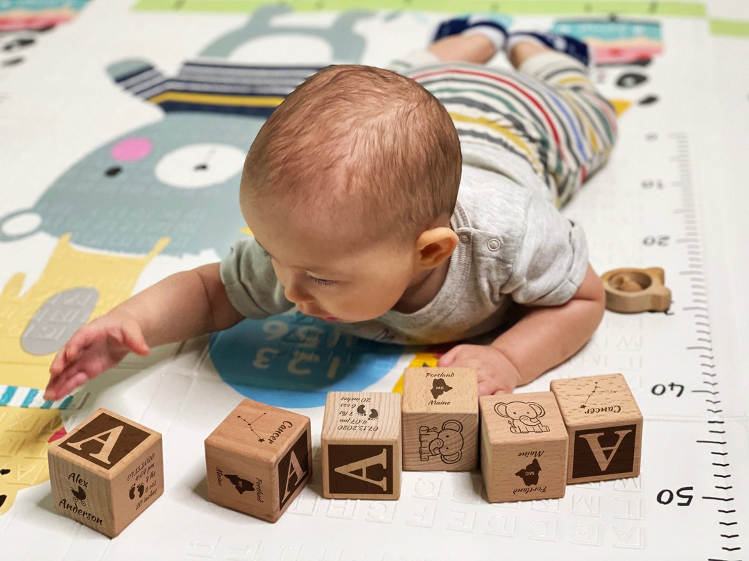 BABY BLOCKS Organic Wood Custom Engraved Montessori Toys Wooden ...