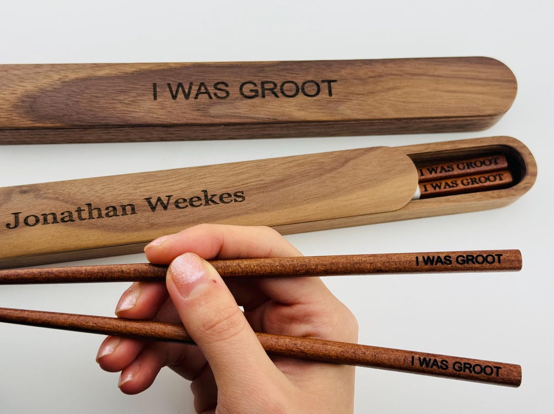 I Was Groot Chops, Engraved Reusable Chopsticks in Custom Case - Etsy