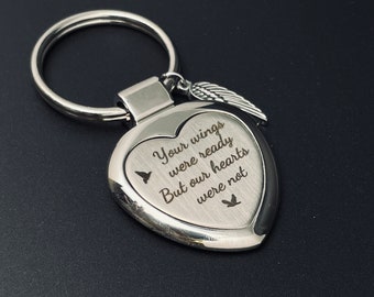 Custom Wood Memorial Heart Keychain Personalized Remembrance Keepsake ...