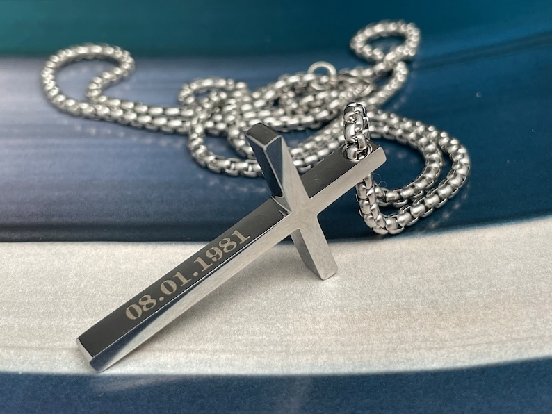 Personalized Cross Necklace Gifts for Him Men Dad Boyfriend - Etsy