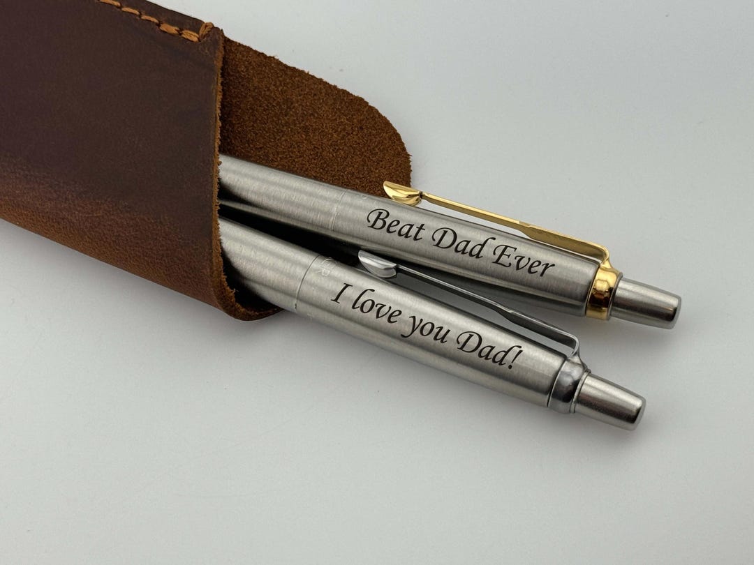 Engraved Parker Jotter Pen With Leather Pouch – Custom Gift for Dad ...