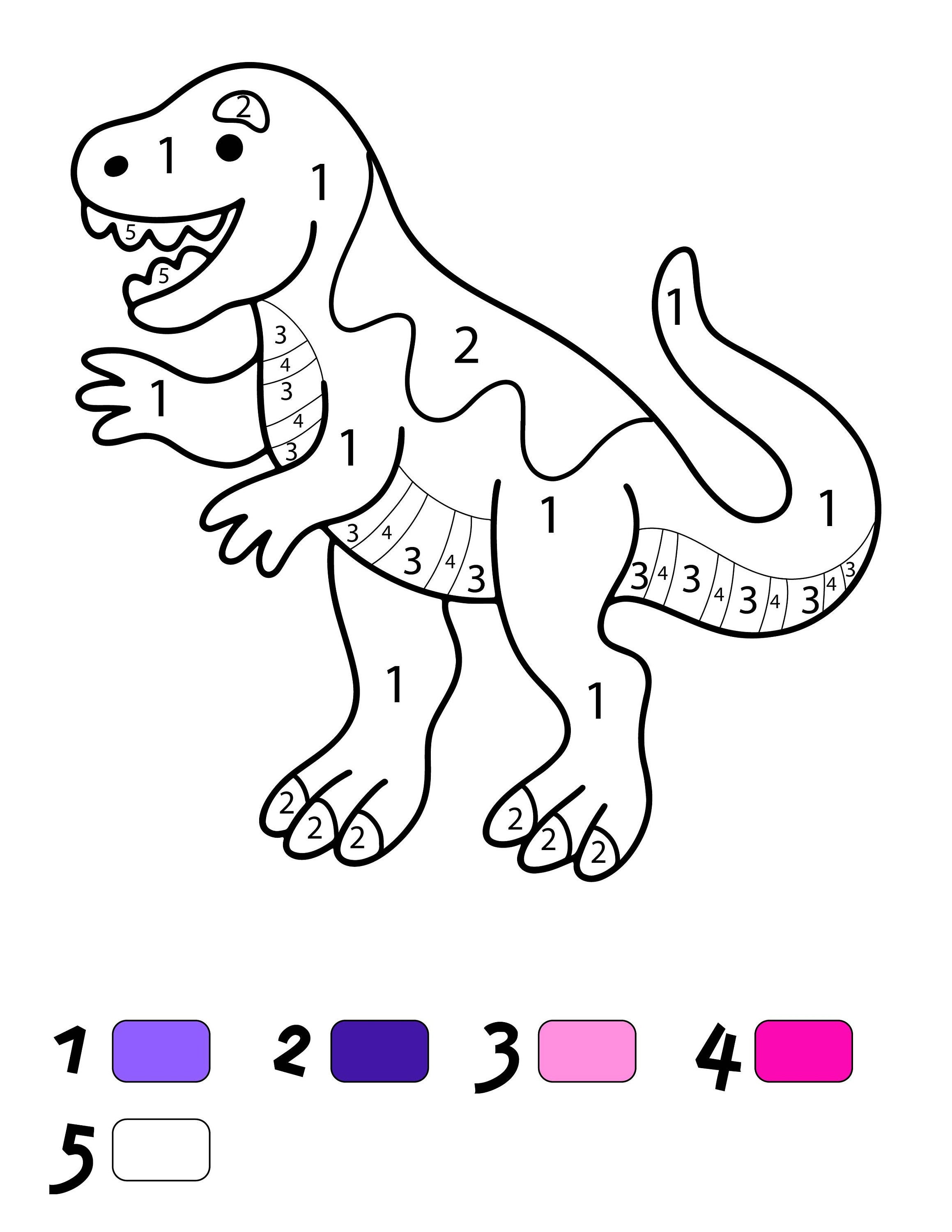 8 Dinosaur Color by Number - Etsy