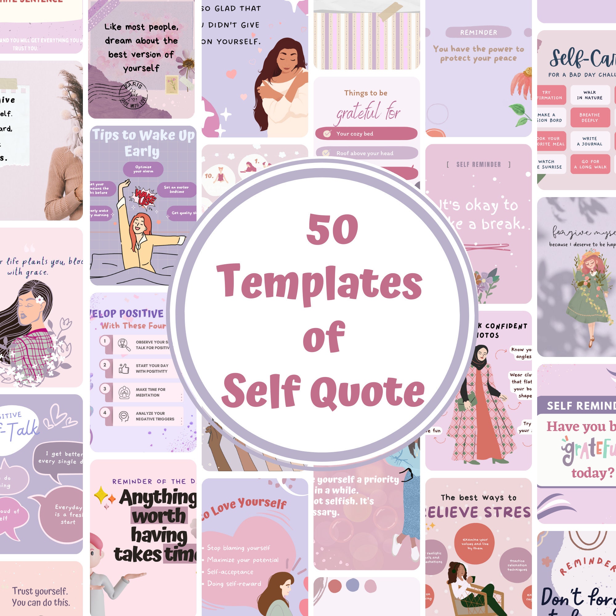 50 Self Quote Template - Etsy