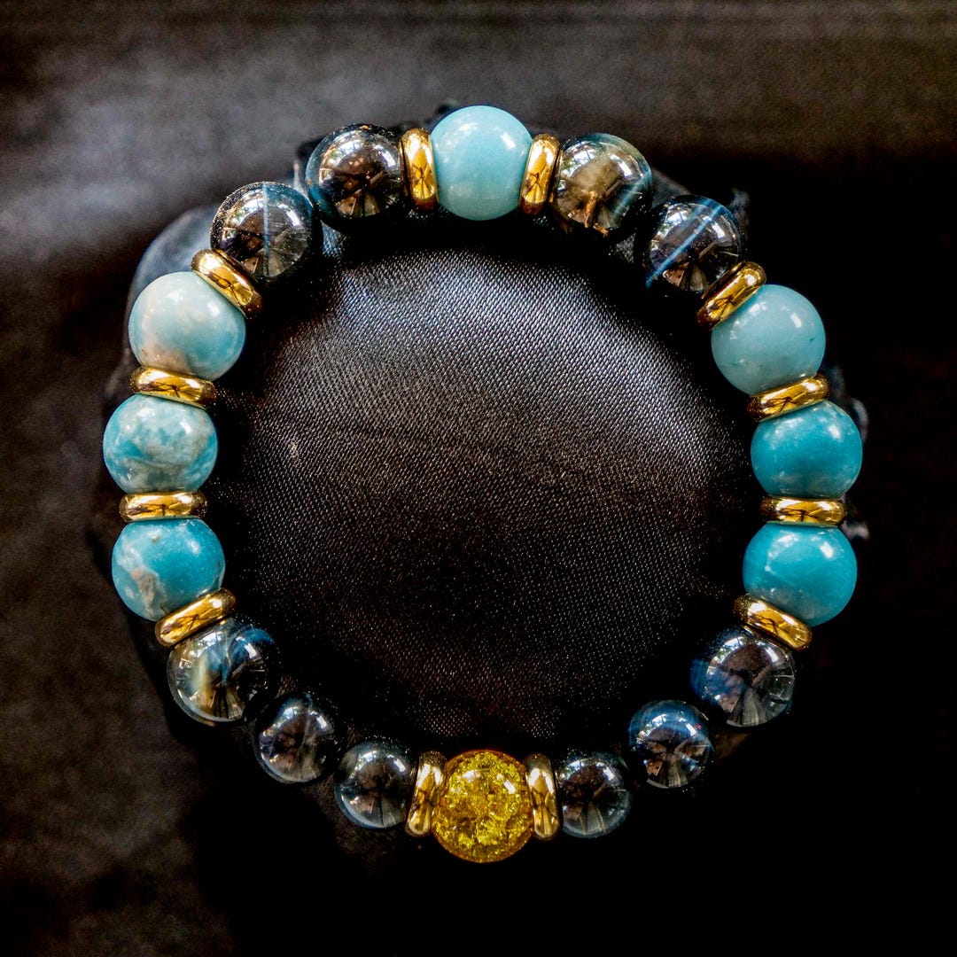 405 | Luxray Bracelet - Larimar, Quartz & Blue Tigers Eye Gemstones ...