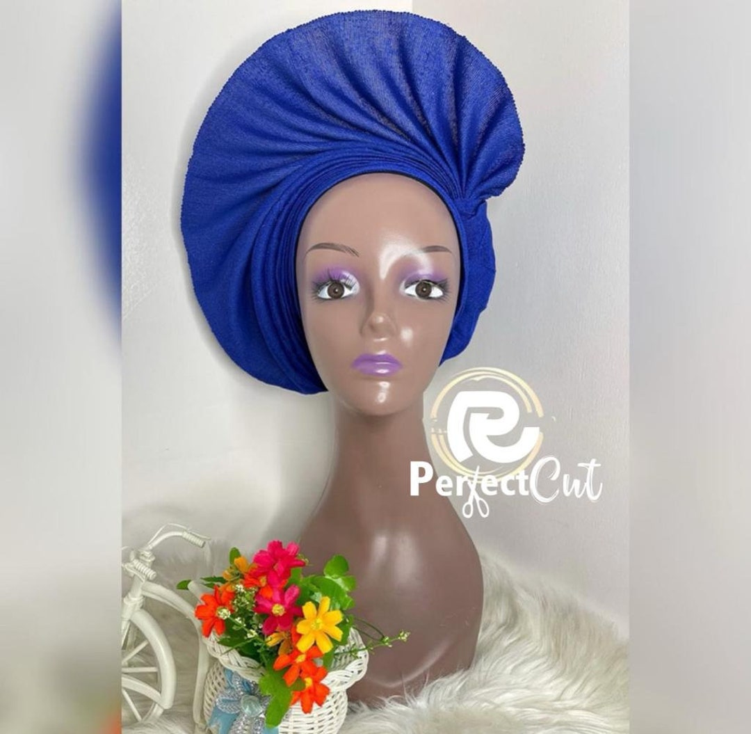 Royal Blue Auto Gele,nigerian Traditional Marriage,engagement,gele ...