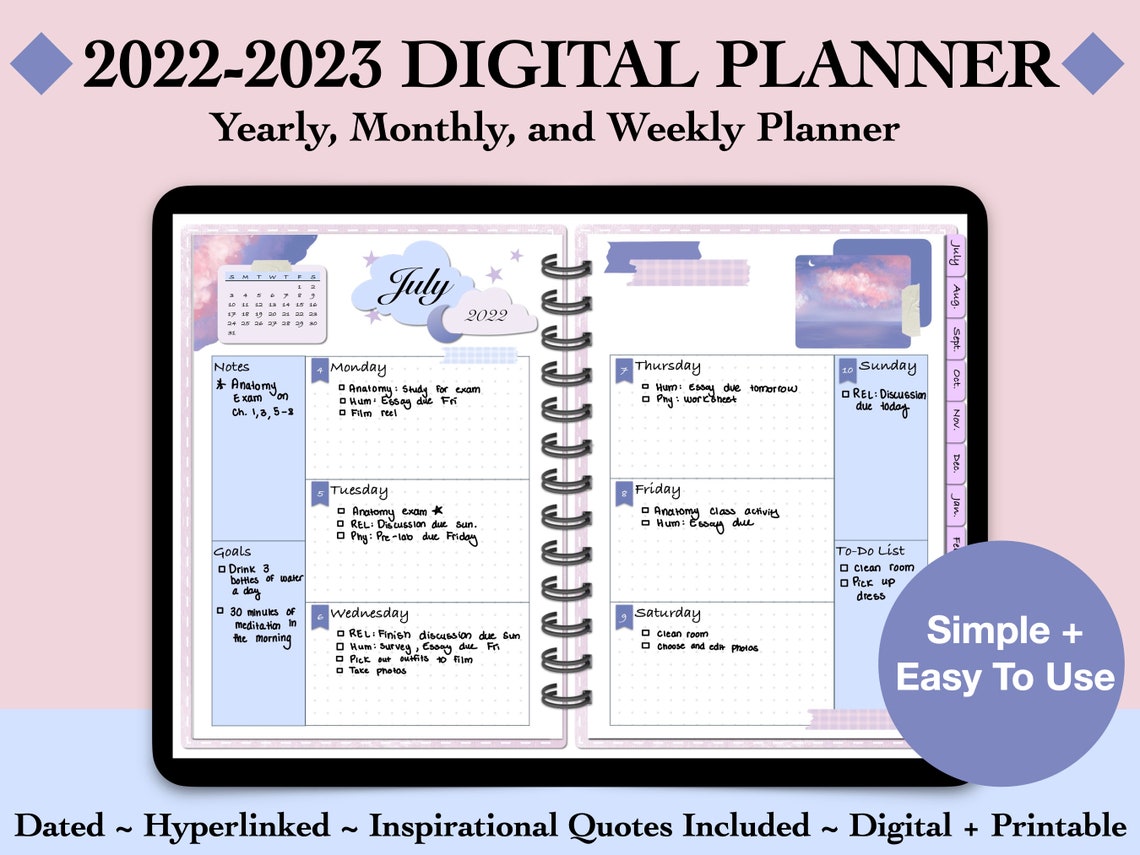 2022-2023 Cute Pastel Digital Planner Kawaii Everyday - Etsy