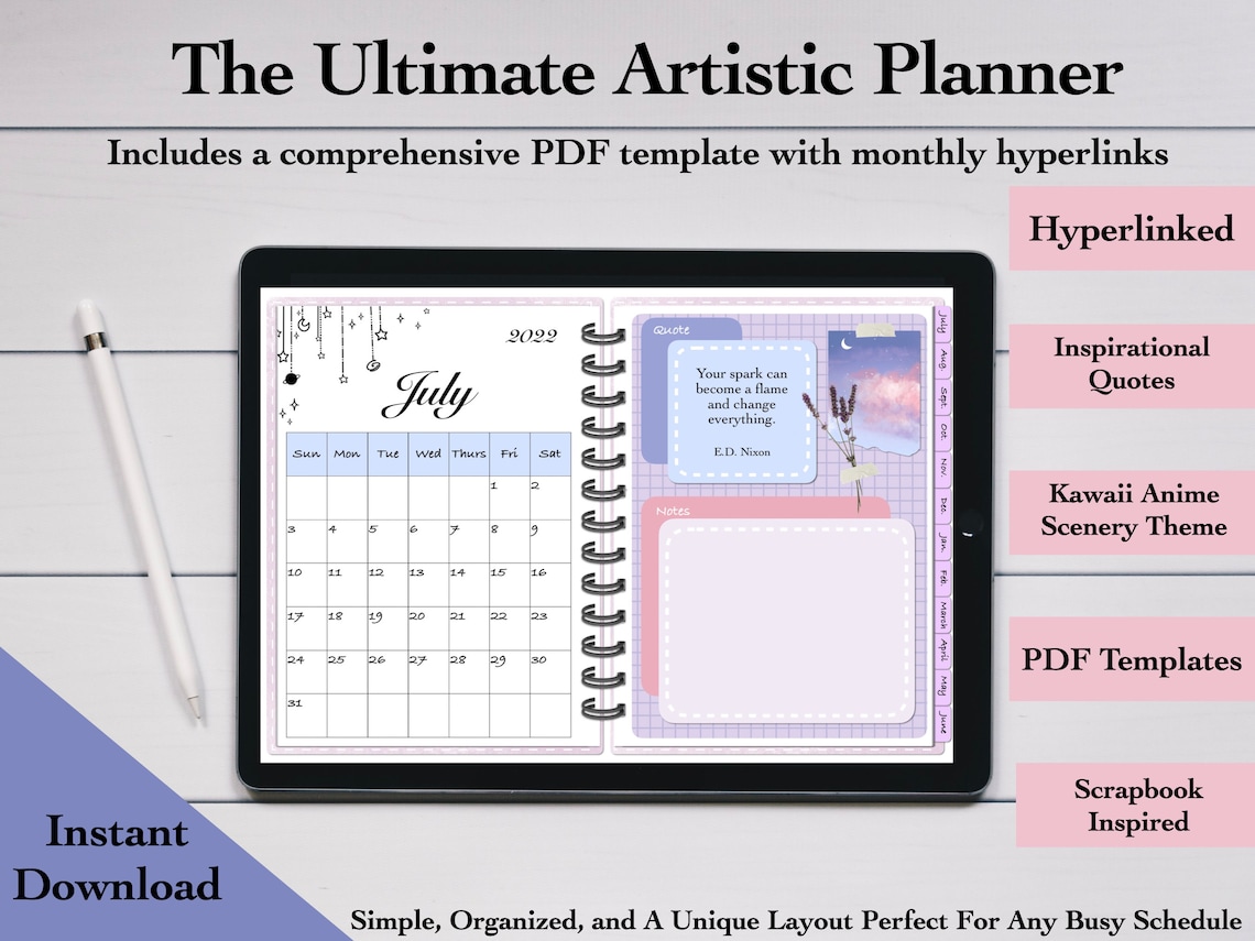 2022-2023 Cute Pastel Digital Planner Kawaii Everyday - Etsy