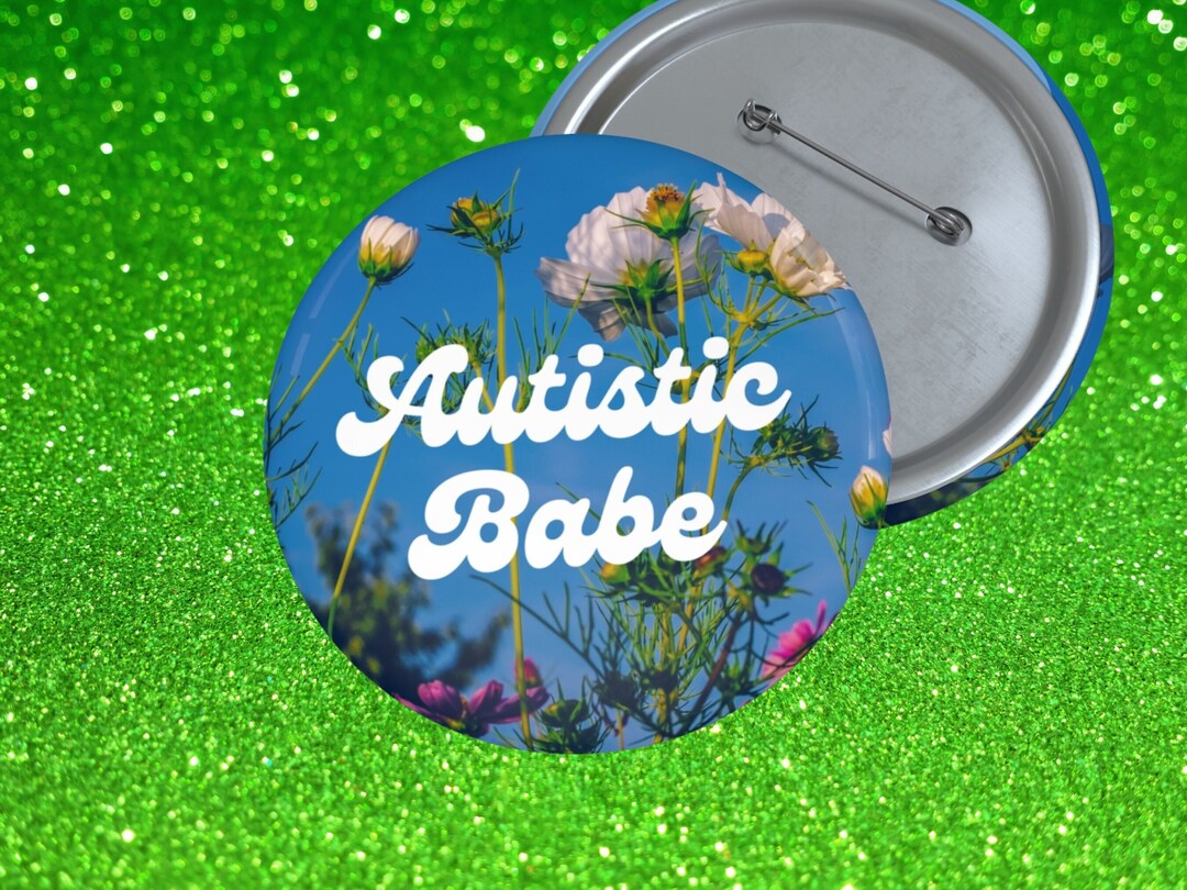 Autism Babe Pin Button Groovy Flowers Pin Button Cute Blue - Etsy