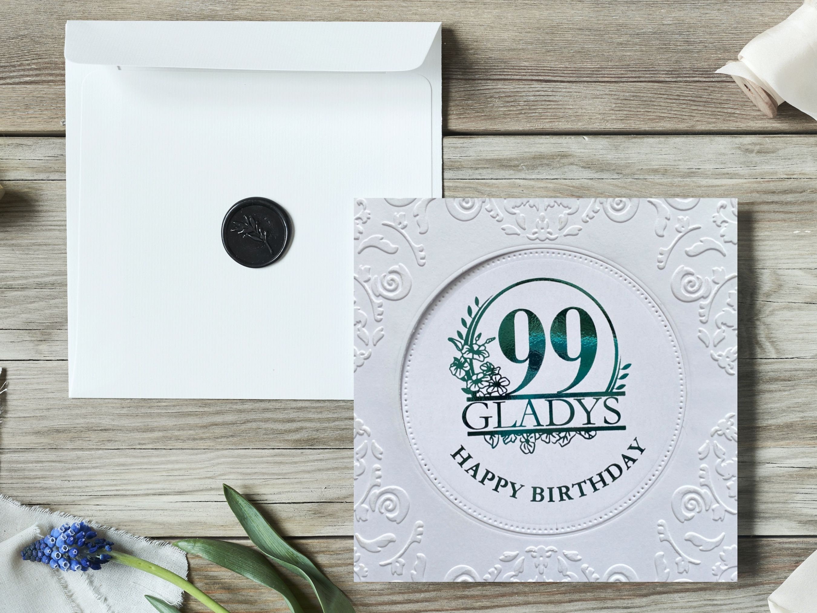 Personalized Foiled 99th Birthday Card, Happy 99th Birthday, Custom ...