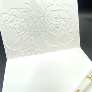 Embossed White Floral Note Card Set of 6 With Envelopes, Wedding Thank ...