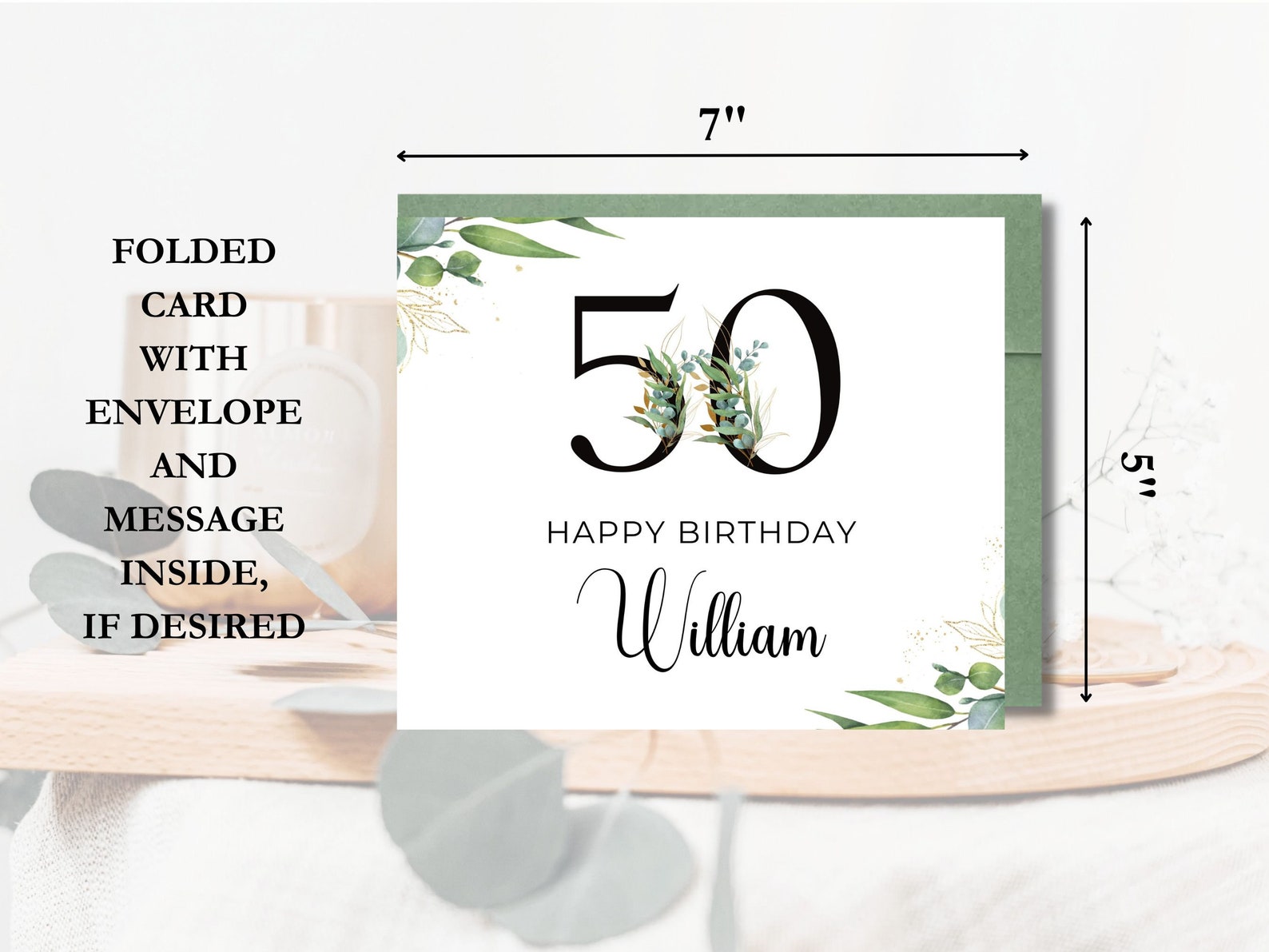 Custom 50th Birthday Card, Happy 50th Birthday, Personalized 5 X 7 ...