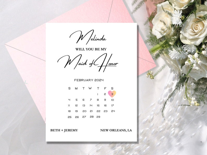 Maid of Honor Proposal Calendar Save the Date Bridesmaid - Etsy