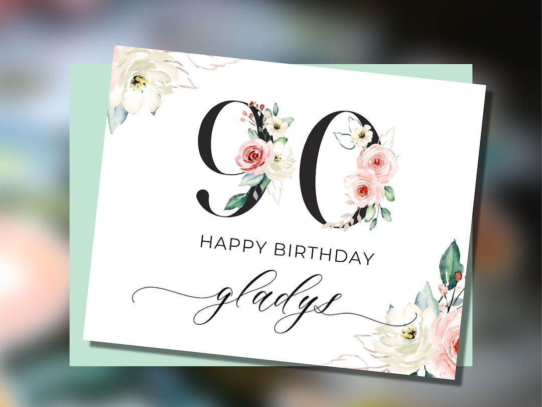 Custom 90th Birthday Card, Happy 90th Birthday Card for Mom ...