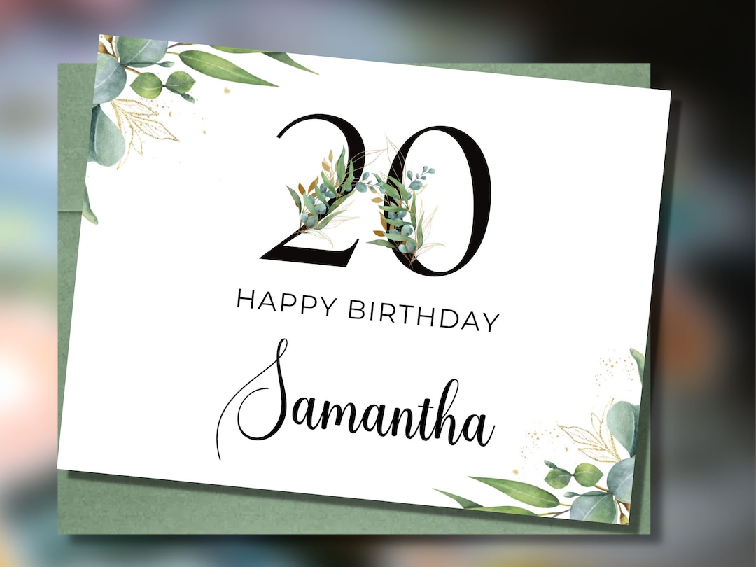Custom 20th Birthday Card, Happy 20th Birthday, Personalized 5 X 7 ...