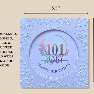 Personalized Foiled 101st Birthday Card, Embossed Happy 101st Birthday ...