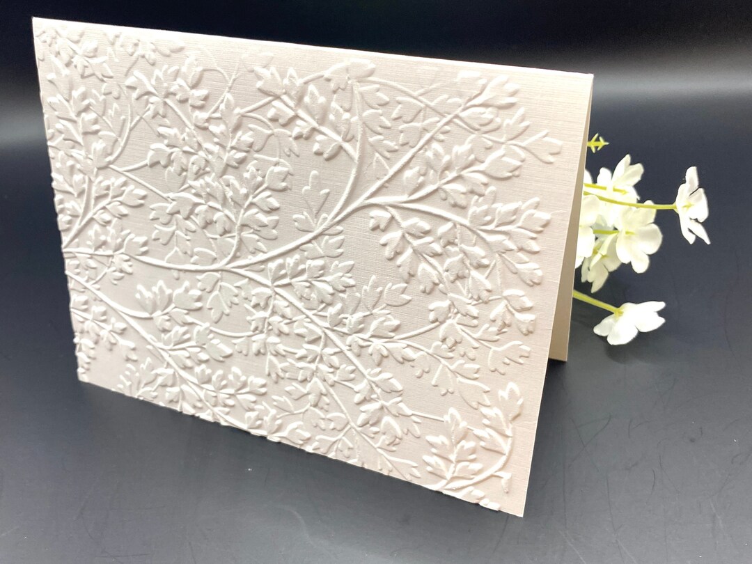 Embossed White Floral Note Card Set of 6 With Luxury Envelopes - Etsy