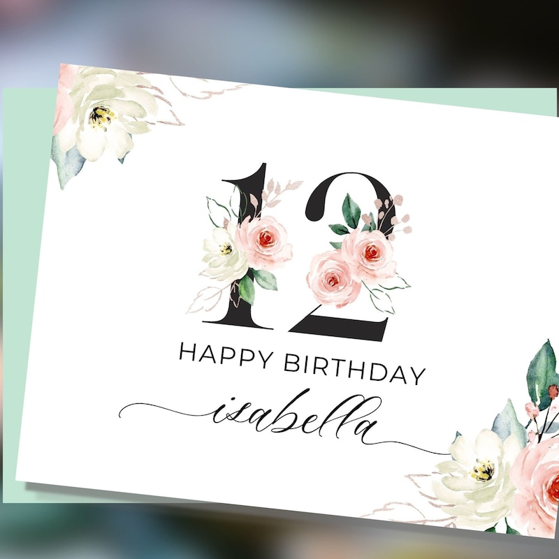 12 Year Old Girl Birthday Card - Etsy
