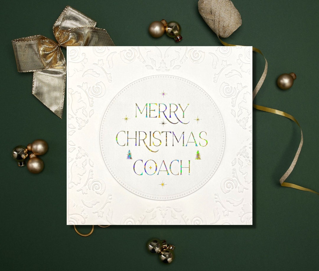Custom Foil Embossed Coach Christmas Card, Merry Christmas to Coach ...