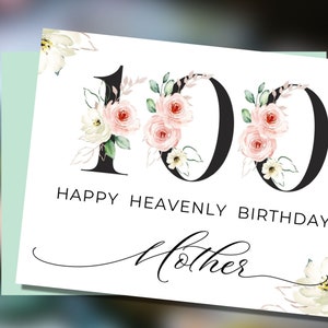 Custom Christian Birthday Card for 100-year-old Mother in Heaven, in ...