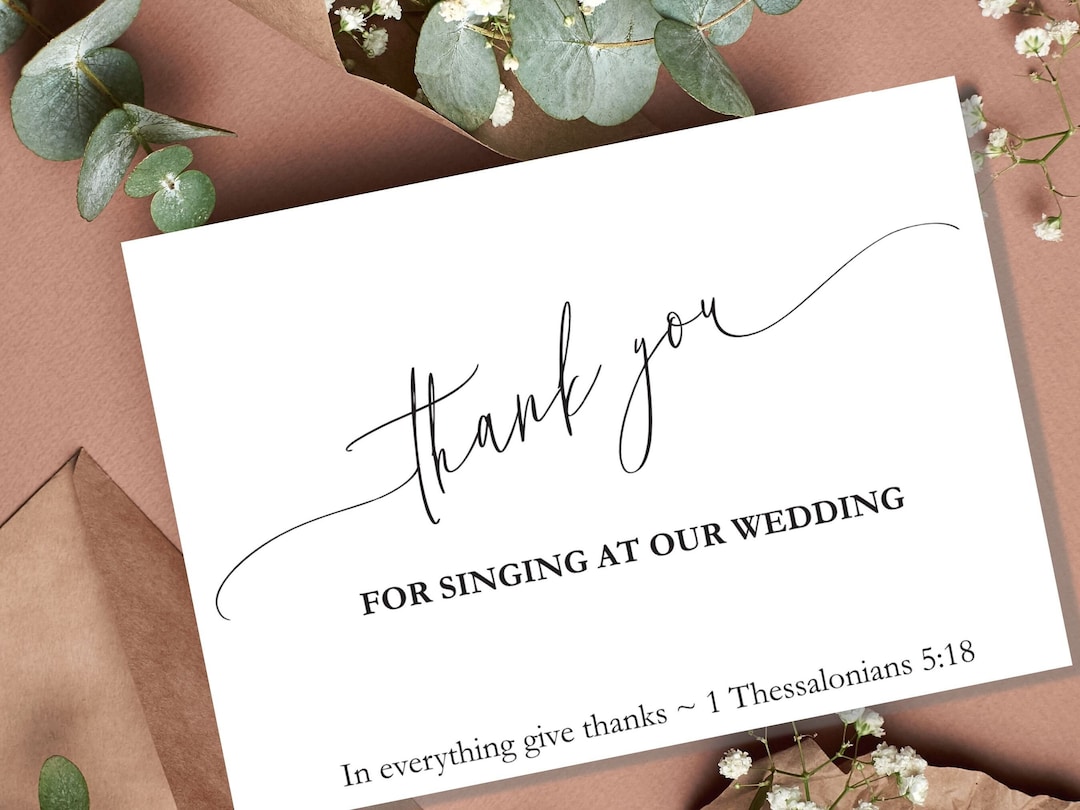 Wedding Vendor Thank You Card for Singer, Christian Vocalist Thank You ...