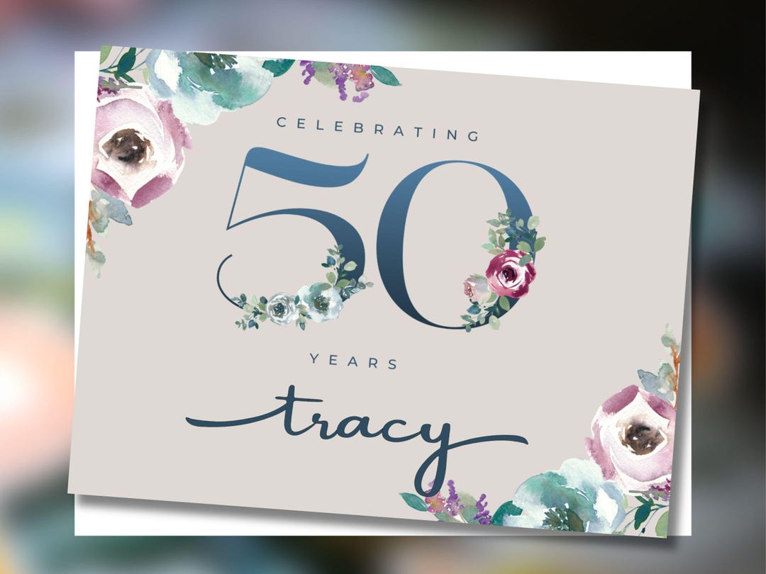 Custom 50th Birthday Card, Happy 50th Birthday Card for Her ...