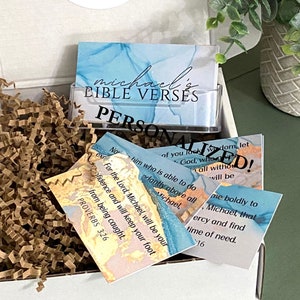 Personalized Scripture Cards With Acrylic Holder, 35 Custom Watercolor ...