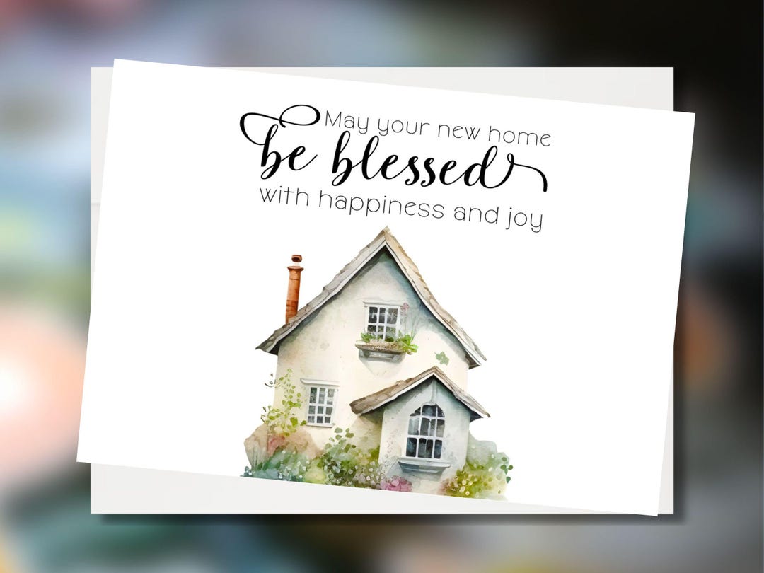 Be Blessed New Home Card – Watercolor Cottage Housewarming – Christian ...