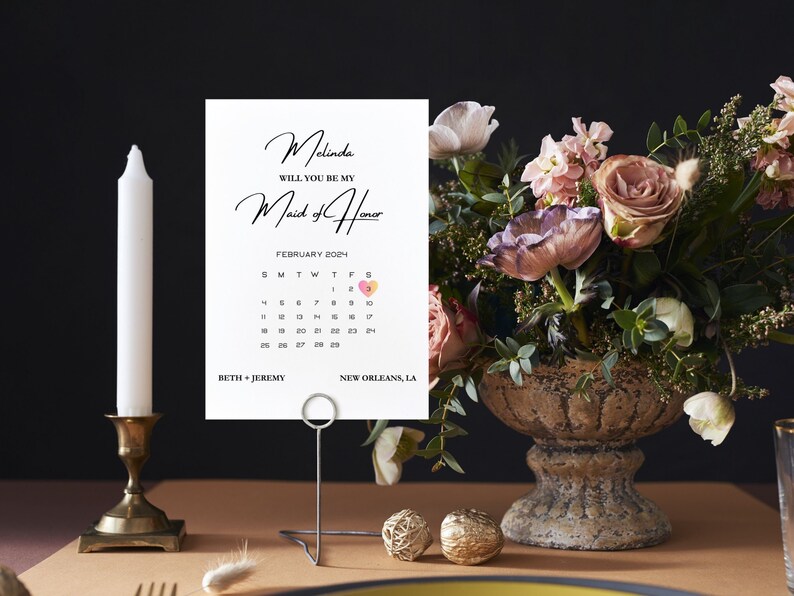 Maid of Honor Proposal Calendar Save the Date Bridesmaid - Etsy