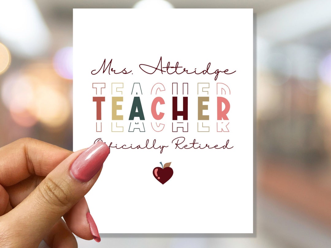 PRINTED Custom Retired Teacher Card, Officially Retired Teacher Card ...