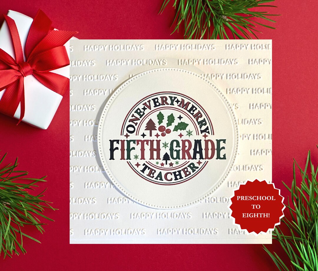Custom Embossed Christmas Teacher Card, One Very Merry Preschool to ...