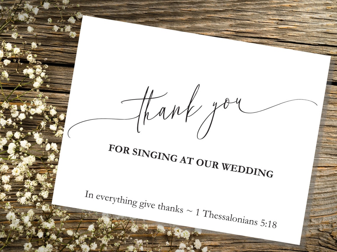 Wedding Vendor Thank You Card for Singer, Christian Vocalist Thank You ...
