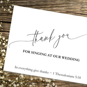 Wedding Vendor Thank You Card for Singer, Christian Vocalist Thank You ...