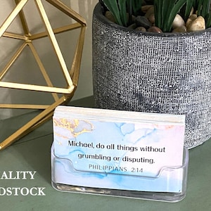 Personalized Scripture Cards With Acrylic Holder, 35 Custom Watercolor ...