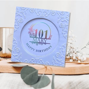Personalized Foiled 101st Birthday Card, Embossed Happy 101st Birthday ...