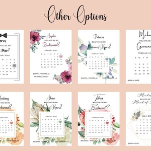 Maid of Honor Proposal Calendar, Save the Date, Bridesmaid Calendar ...