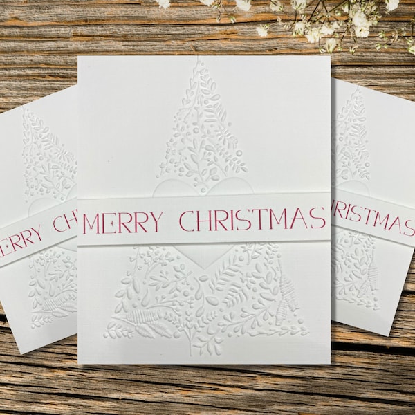 White Embossed Cards - Etsy