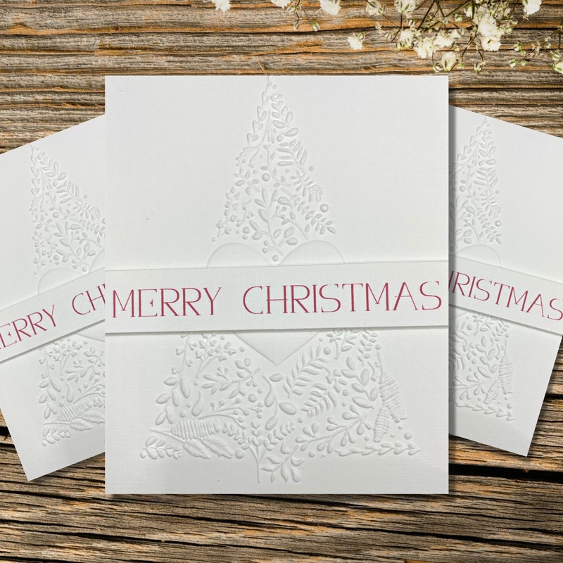 White Embossed Cards - Etsy