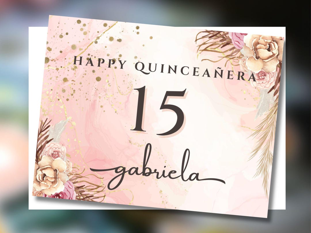 Quinceañera 15th Birthday Card – Personalized Boho Keepsake for Teen ...