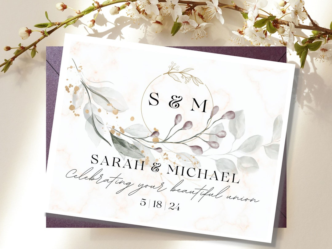 Personalized Monogram Wedding Card, Wedding Card to Newly Married ...