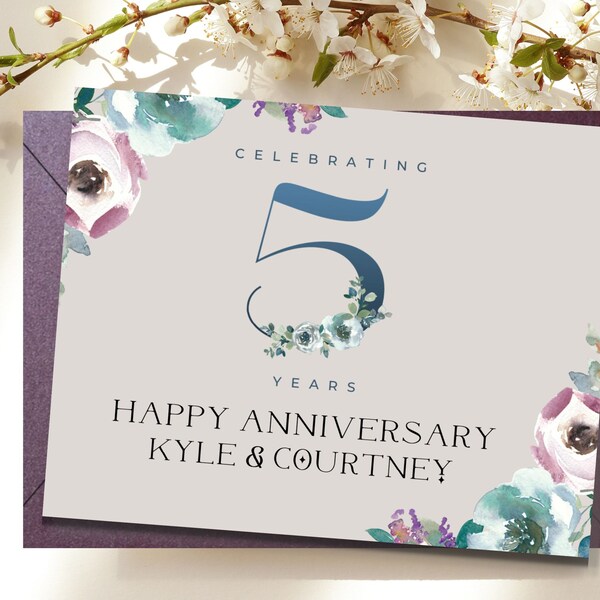 5th Anniversary Card - Etsy